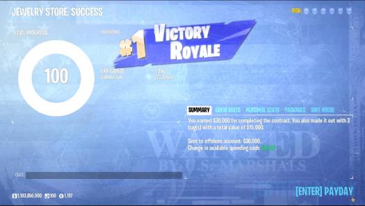 FORTNITE Victory Royale Heist Success End Screen by CVIII - PAYDAY 2 ...