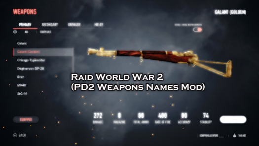 (Raid WW2) PD2 Weapons Names - ModWorkshop